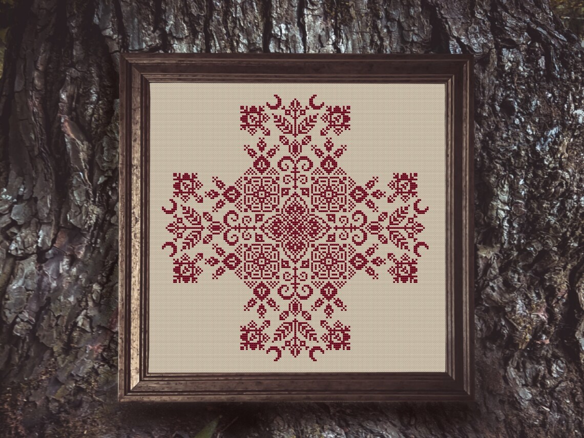 Monochrome Medieval Cross, Cross Stitch Digital Pattern, Instant ...