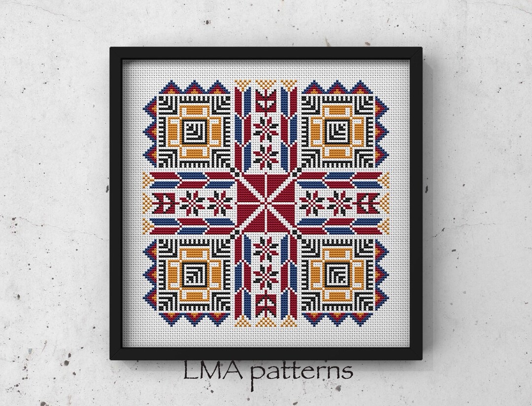 Palestinian Sampler Cross Stitch Pattern PDF, Palestine Folk Geometric ...