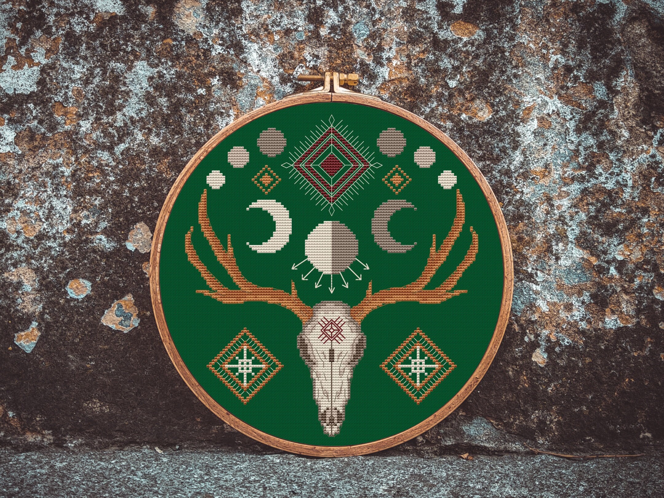 Pagan Deer Skull Cross Stitch Pattern Instant Download PDF Counted X ...