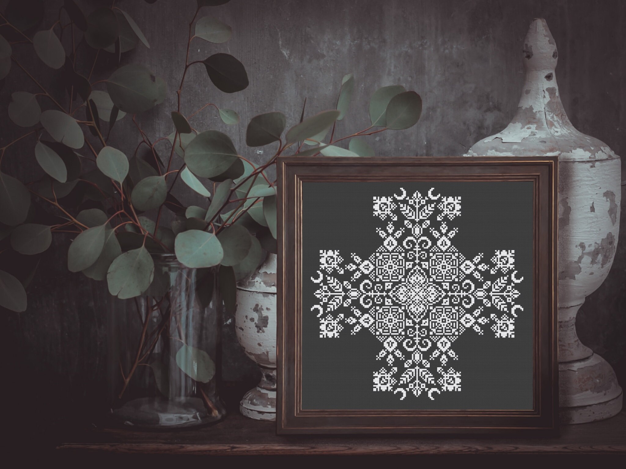 Monochrome Medieval Cross Cross Stitch Digital Pattern - Etsy
