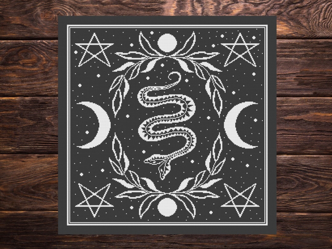Occult Snake Cross Stitch Pattern PDF, Witchy Altar Cloth Cross Stitch ...