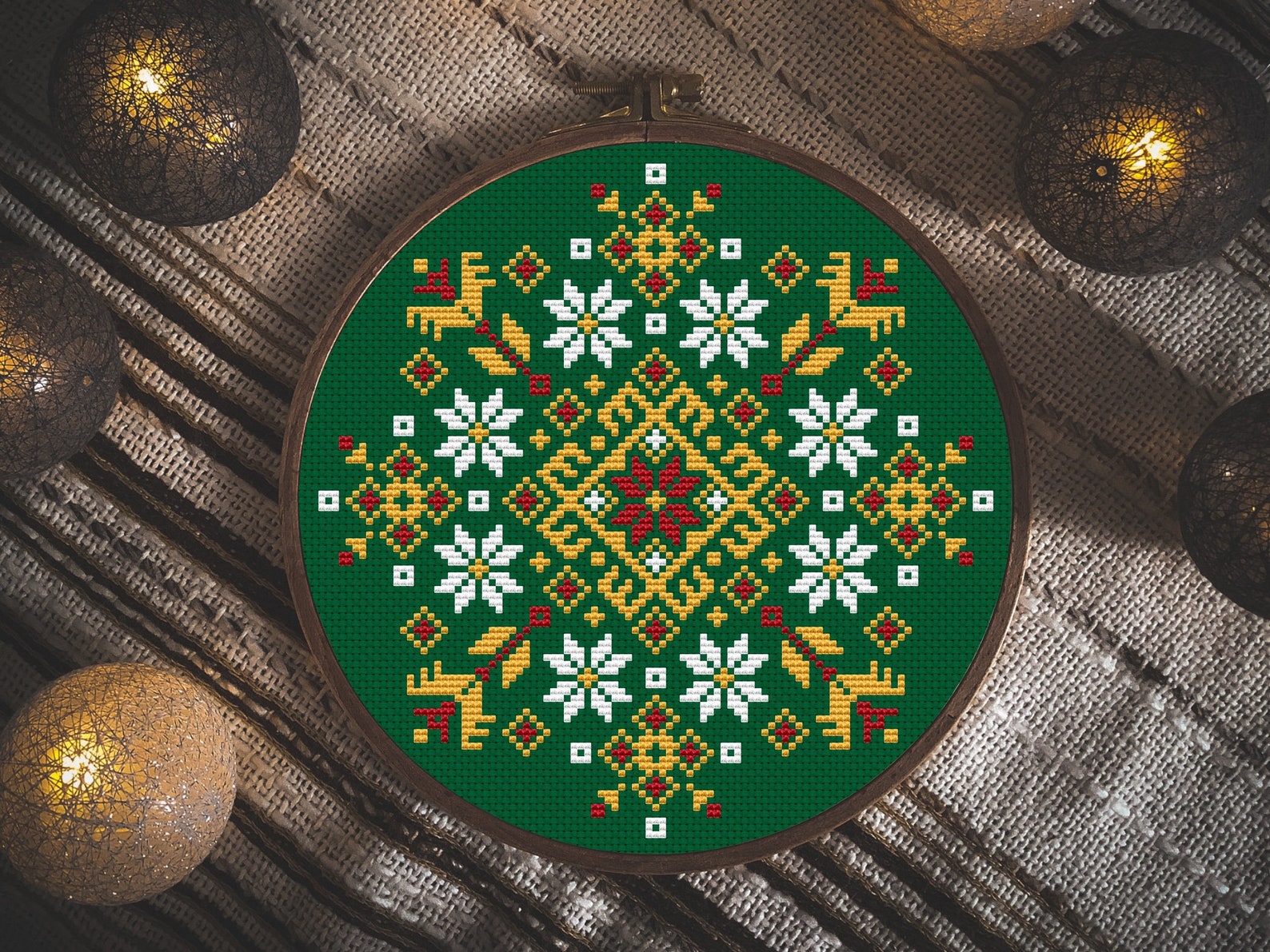 Slavic Modern Folk Counted Cross Stitch Pattern PDF, Black Aida Mandala ...