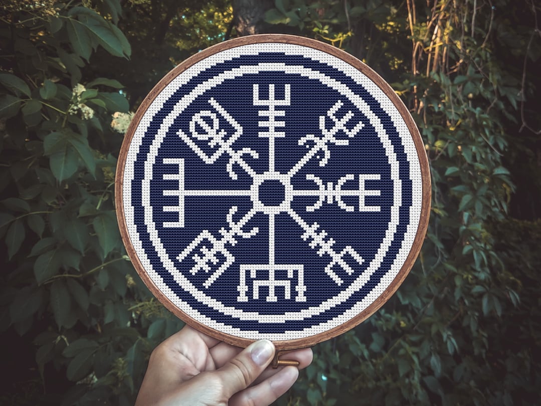 Vegvisir Runic Compass Cross Stitch Pattern PDF, Viking Symbol of ...