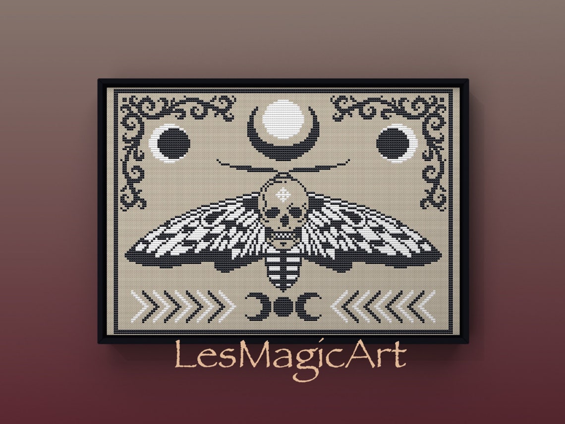 Gothic Moth Cross Stitch Pattern Instant Download Witchy Art - Etsy