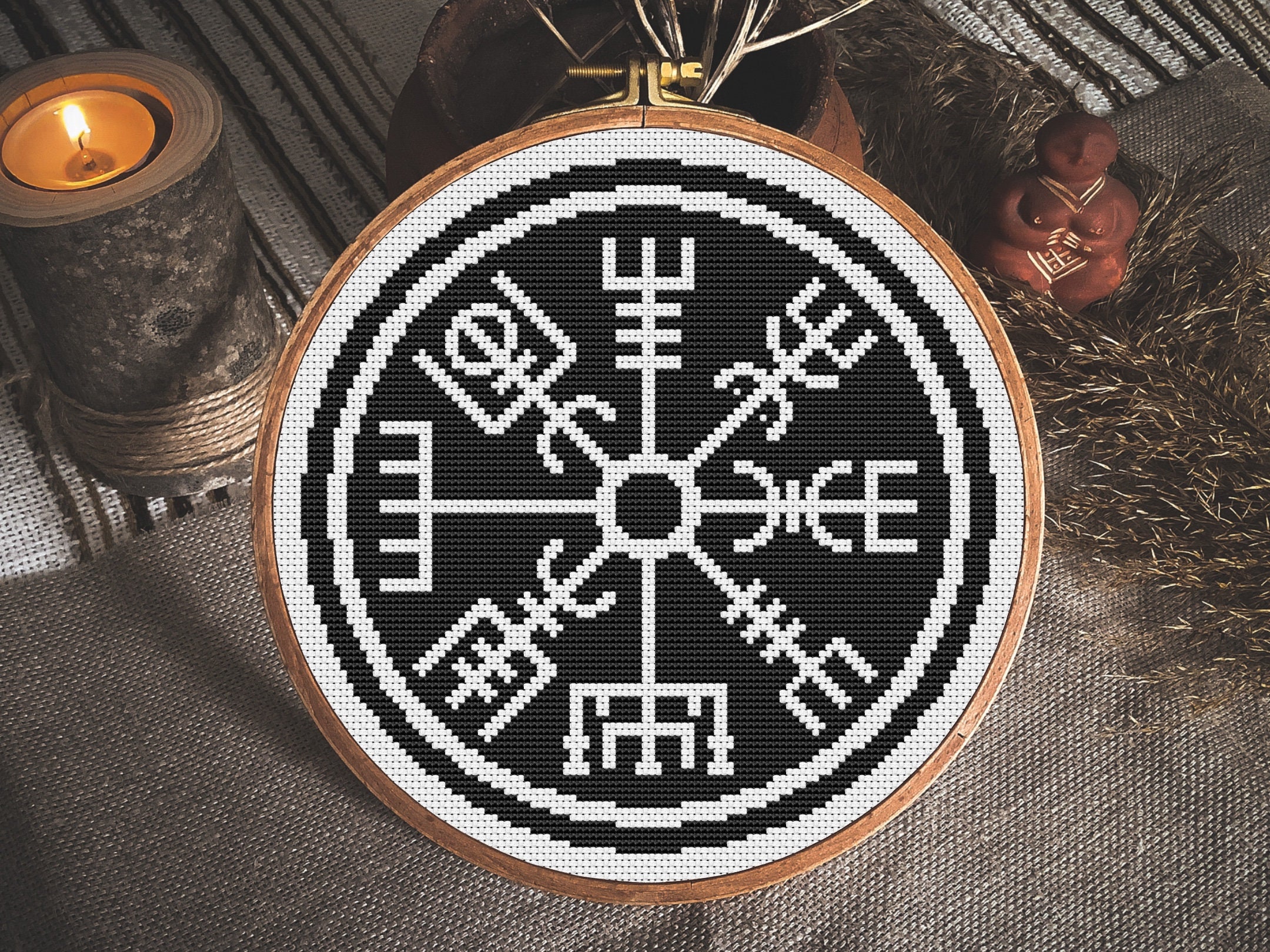 Vegvisir Runic Compass Cross Stitch Pattern PDF Viking Symbol - Etsy