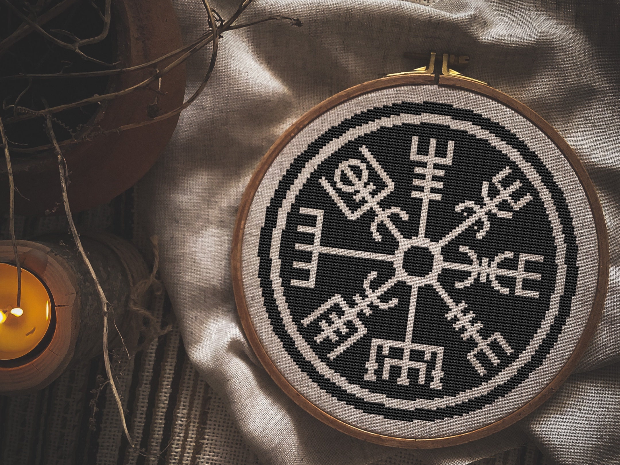 Vegvisir Runic Compass Cross Stitch Pattern PDF Viking Symbol - Etsy
