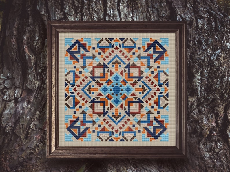 Geometric Colorful Sampler Cross Stitch Pattern, Digital PDF Cross ...