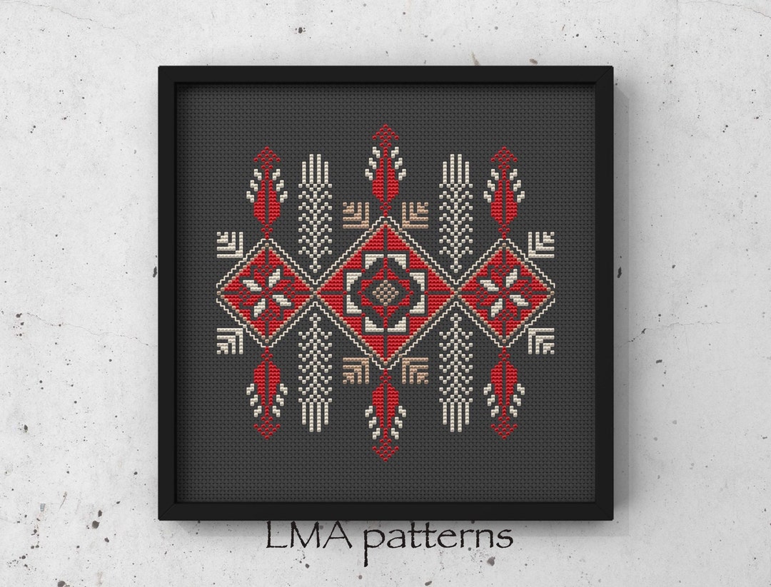 Palestinian Sampler Cross Stitch Pattern PDF, Palestine Folk Geometric ...