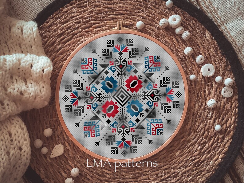 Croatian Sampler Cross Stitch Pattern PDF, Folk Geometric Ornaments of ...