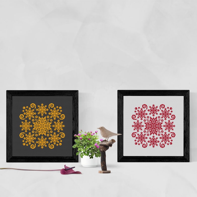 Monochrome Cross Stitch Pattern Modern Folk Pattern Etsy