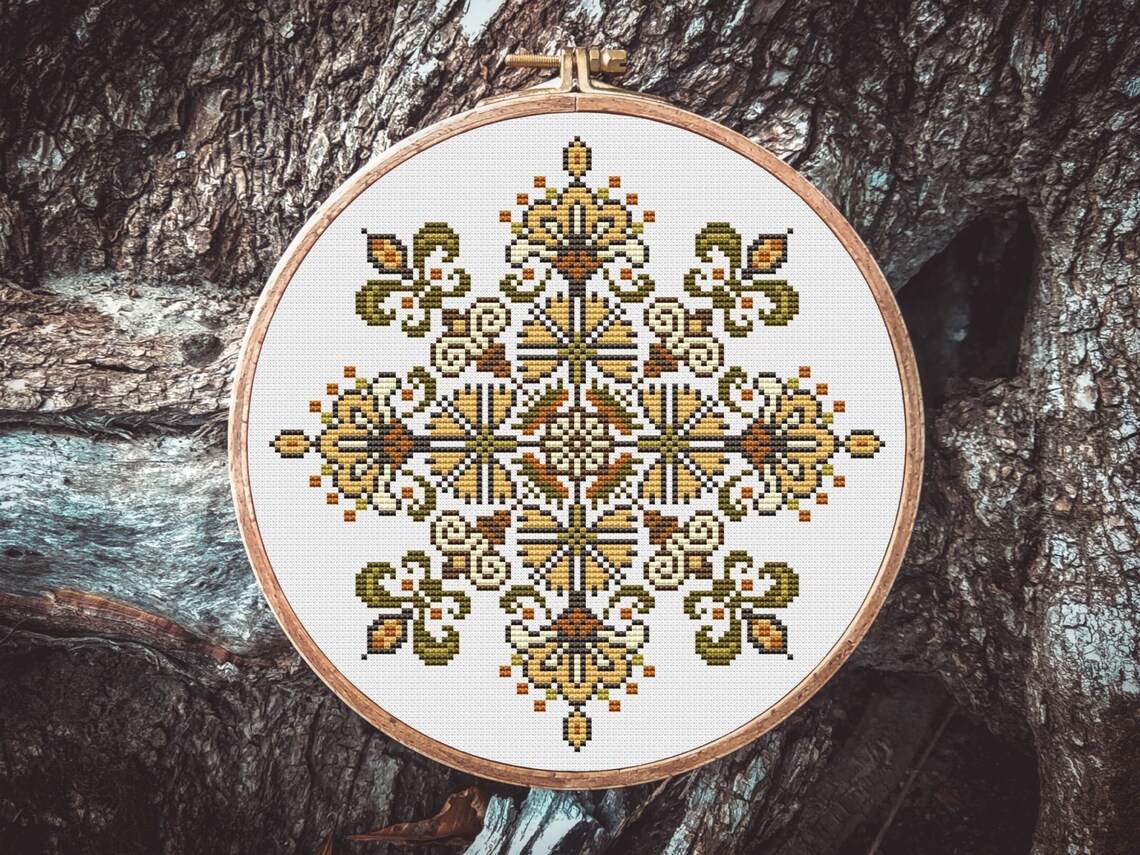 Antique Flowers Cross Stitch Pattern, Modern Folk Cross Stitch PDF ...