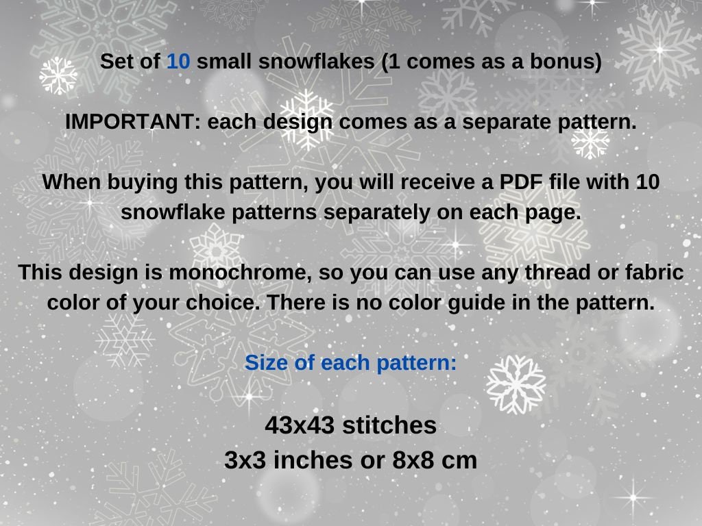 10 Snowflakes Bundle Cross Stitch Pattern Counted Cross Stitch Chart PDF Christmas Ornament Tree ...