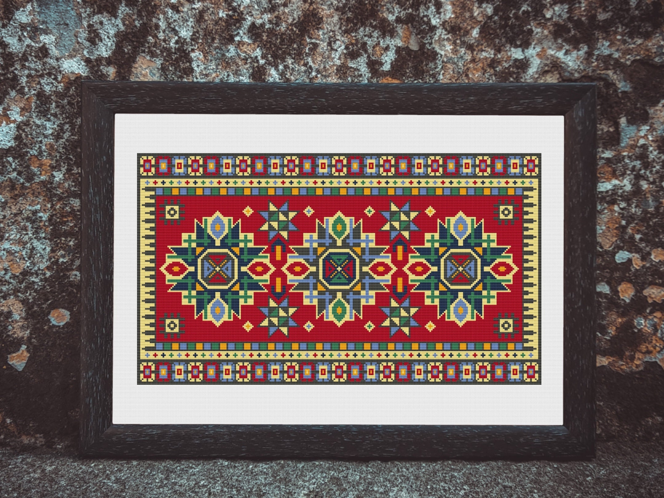Geometric Vintage Rug Cross Stitch Pattern Modern Folk Counted Cross ...