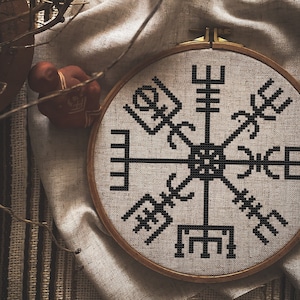 Vegvisir Runic Compass Cross Stitch Pattern PDF, Viking Symbol of ...