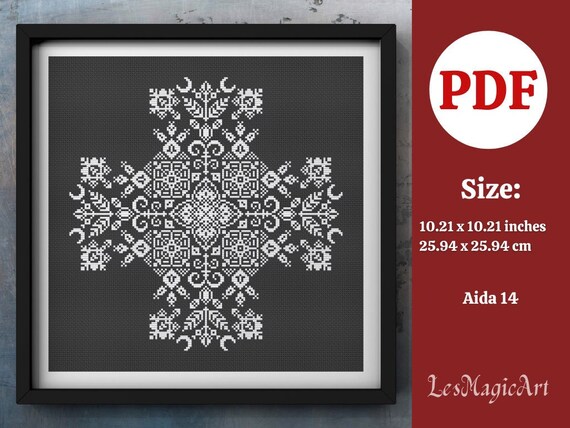 Monochrome Medieval Cross Cross Stitch Digital Pattern | Etsy