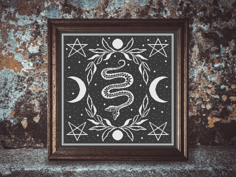 Occult Snake Cross Stitch Pattern PDF Witchy Altar Cloth - Etsy