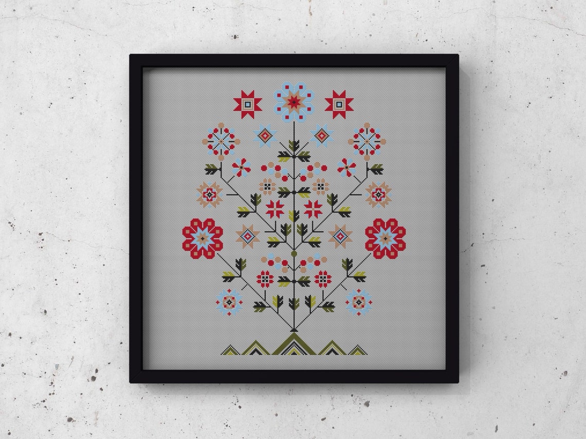 Slavic Tree of Life Cross Stitch Pattern PDF, Ukrainian Folk Cross ...