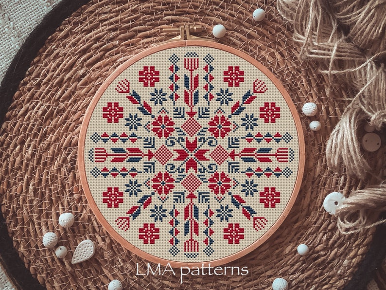 Palestinian Sampler Cross Stitch Pattern PDF Folk Geometric Ornament of ...