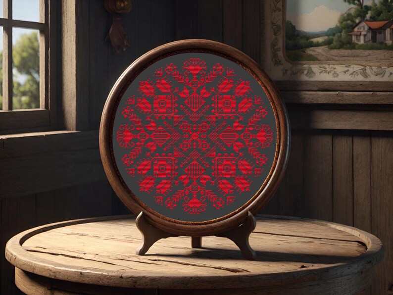 Croatian Folk Geometric Cross Stitch Pattern PDF, Monochrome Slavic ...