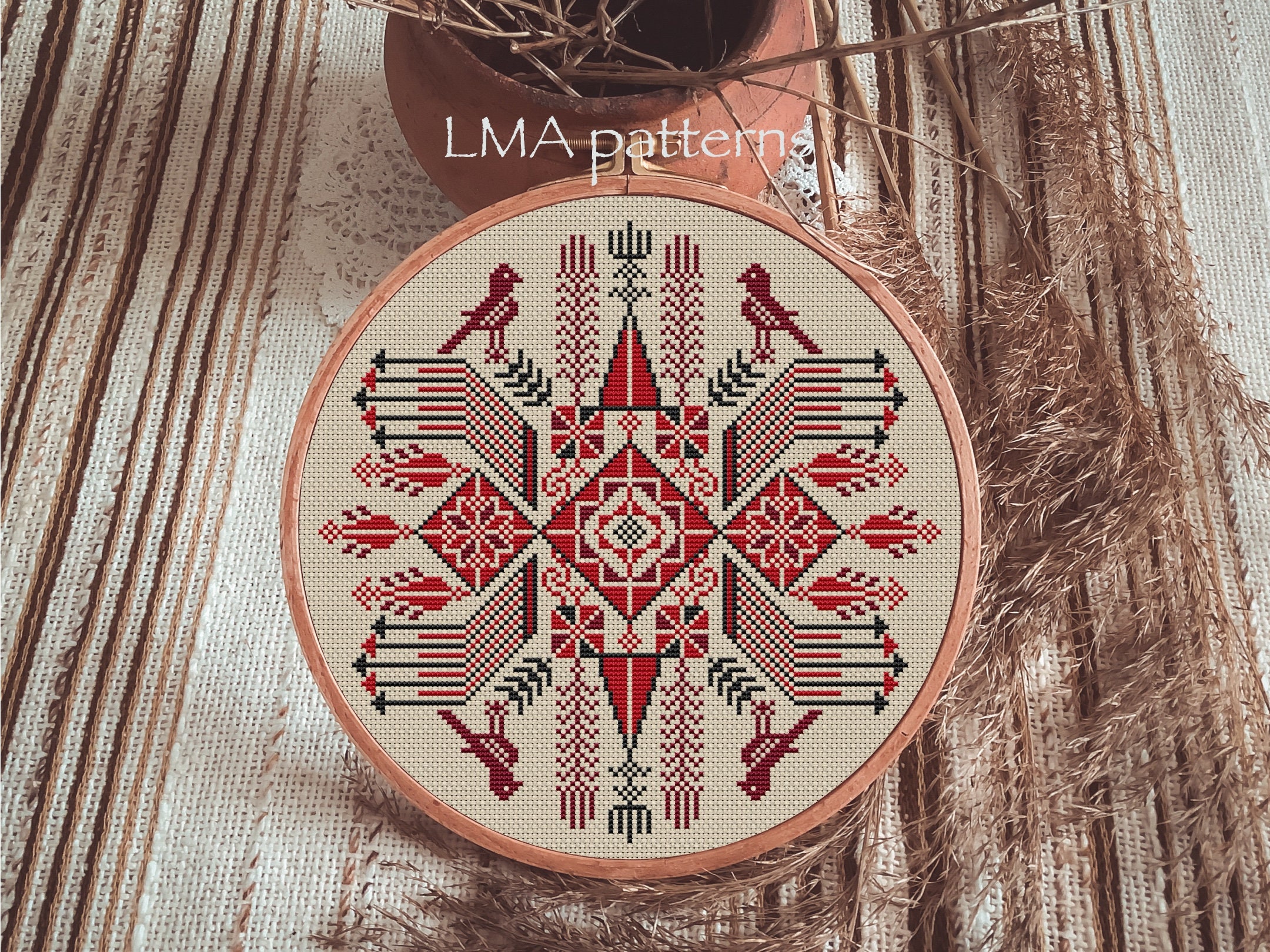 Folk Sampler Cross Stitch Pattern PDF, Palestine Geometric Ornament ...