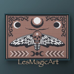 Gothic Moth Cross Stitch Pattern Instant Download, Witchy Art, Moon ...