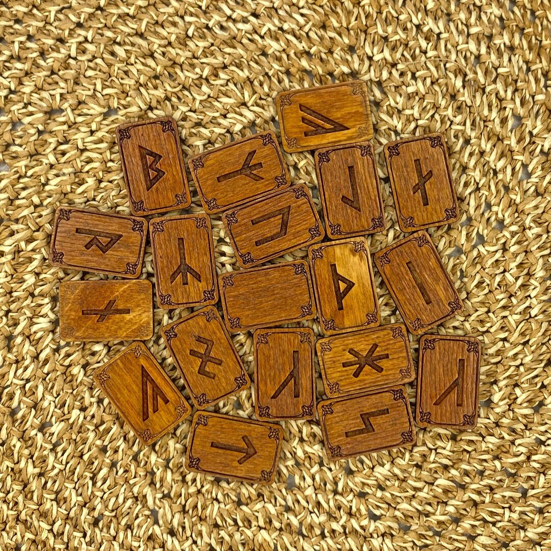 Wooden Armanen Runic Set, 19 Pcs With Velvet Pouch | Wood German Runes ...