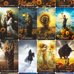 Sunflower Field Tarot Deck: 78 Cards, Indie Tarot - Etsy