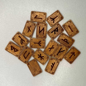 Wooden Younger Futhark Runic Set, 17 Pcs With Velvet Pouch Wood ...