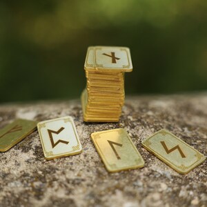 Bronze Runic Set, 25 Pcs With Velvet Pouch | Metal Runes Elder Futhark ...