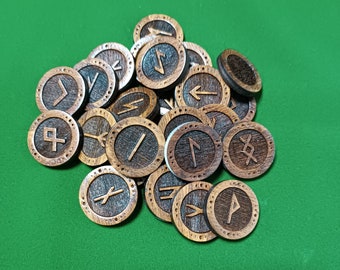 Wooden Runic Set, 25 Pcs With Velvet Pouch Wood Runes Elder Futhark - Etsy