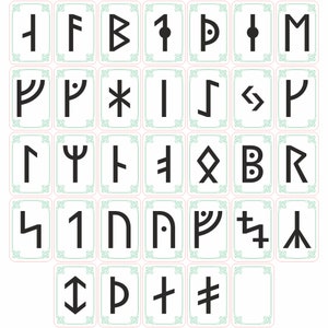 Wooden Icelandic Runic Set, 33 Pcs With Velvet Pouch | Wood Medieval ...