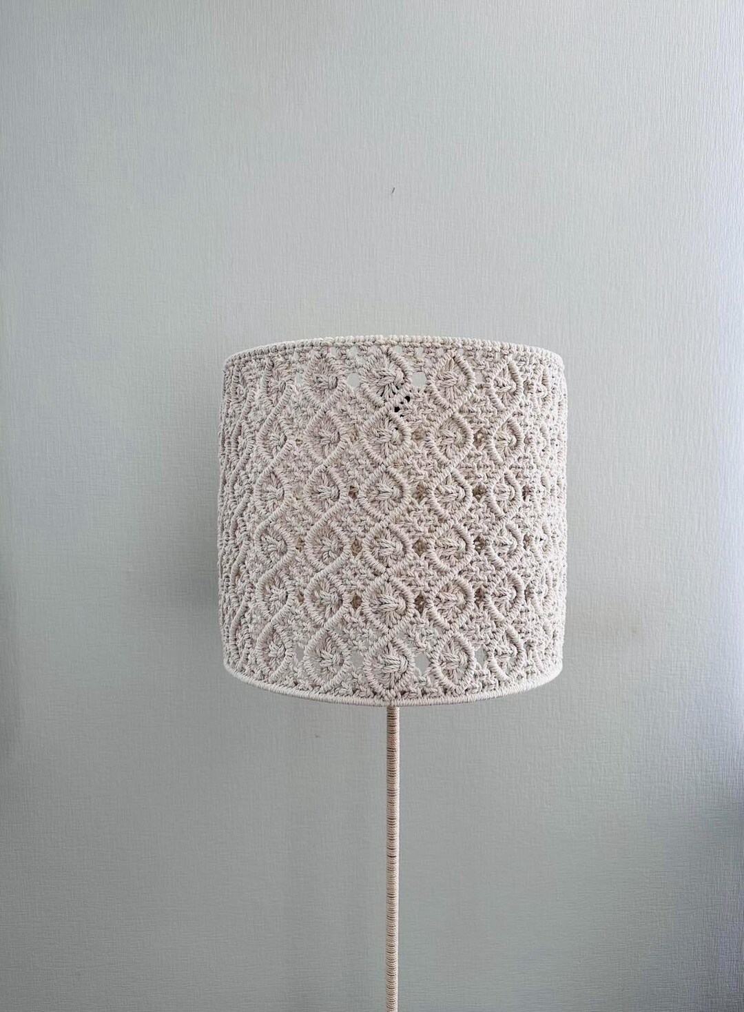 Handmade Ivory Lamp Shade Floor Lamp Macrame Bohemian Openwork ...