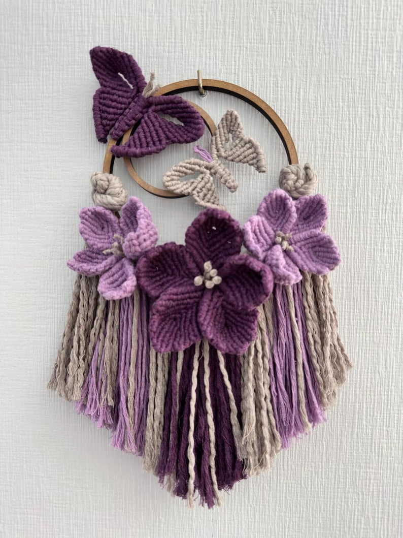 Purple Lavender Macrame Butterfly Wall Hanging: Cottagecore Nursery ...