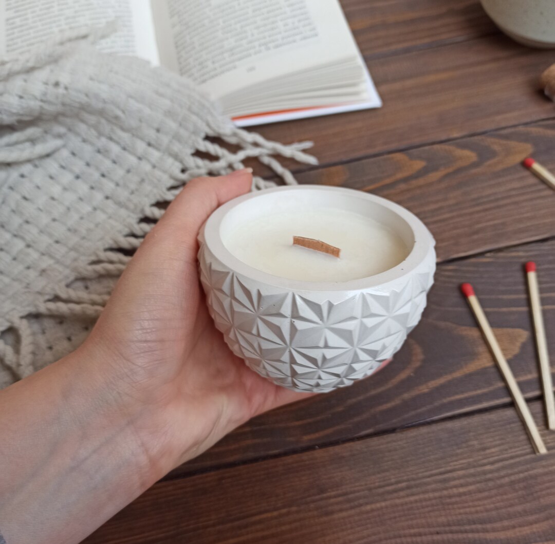 Woodwick Candle, Homemade Candle, Concrete Candle, Gift - Etsy Canada