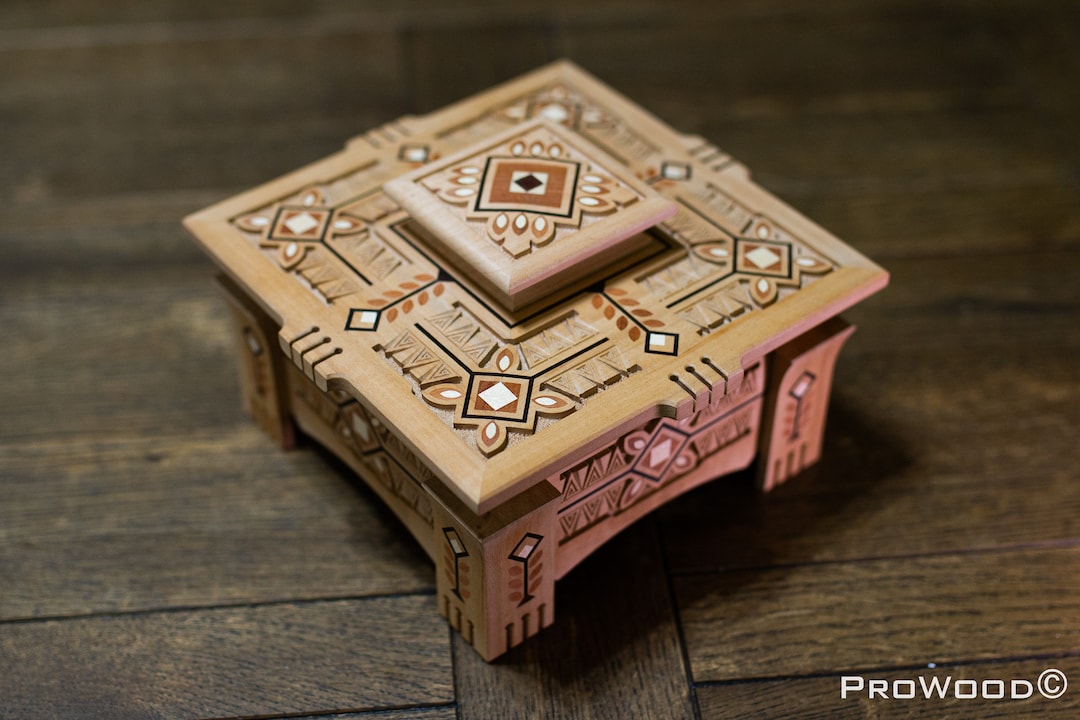 Exclusive Hand Carved and Inlaid Wooden Box Сarved Wood Coffer, Large ...