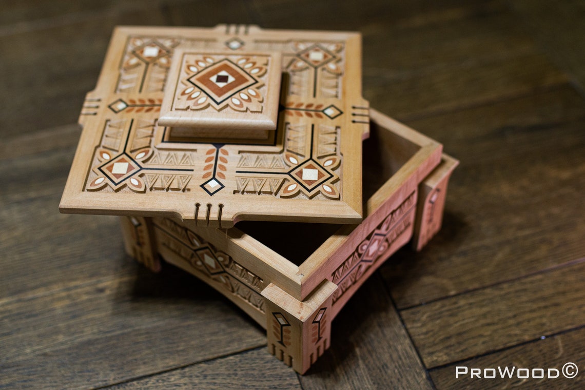 Exclusive Hand Carved and Inlaid Wooden Box Сarved Wood | Etsy