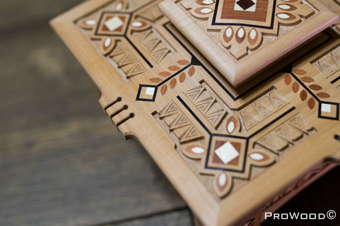 Exclusive Hand Carved and Inlaid Wooden Box Сarved Wood | Etsy