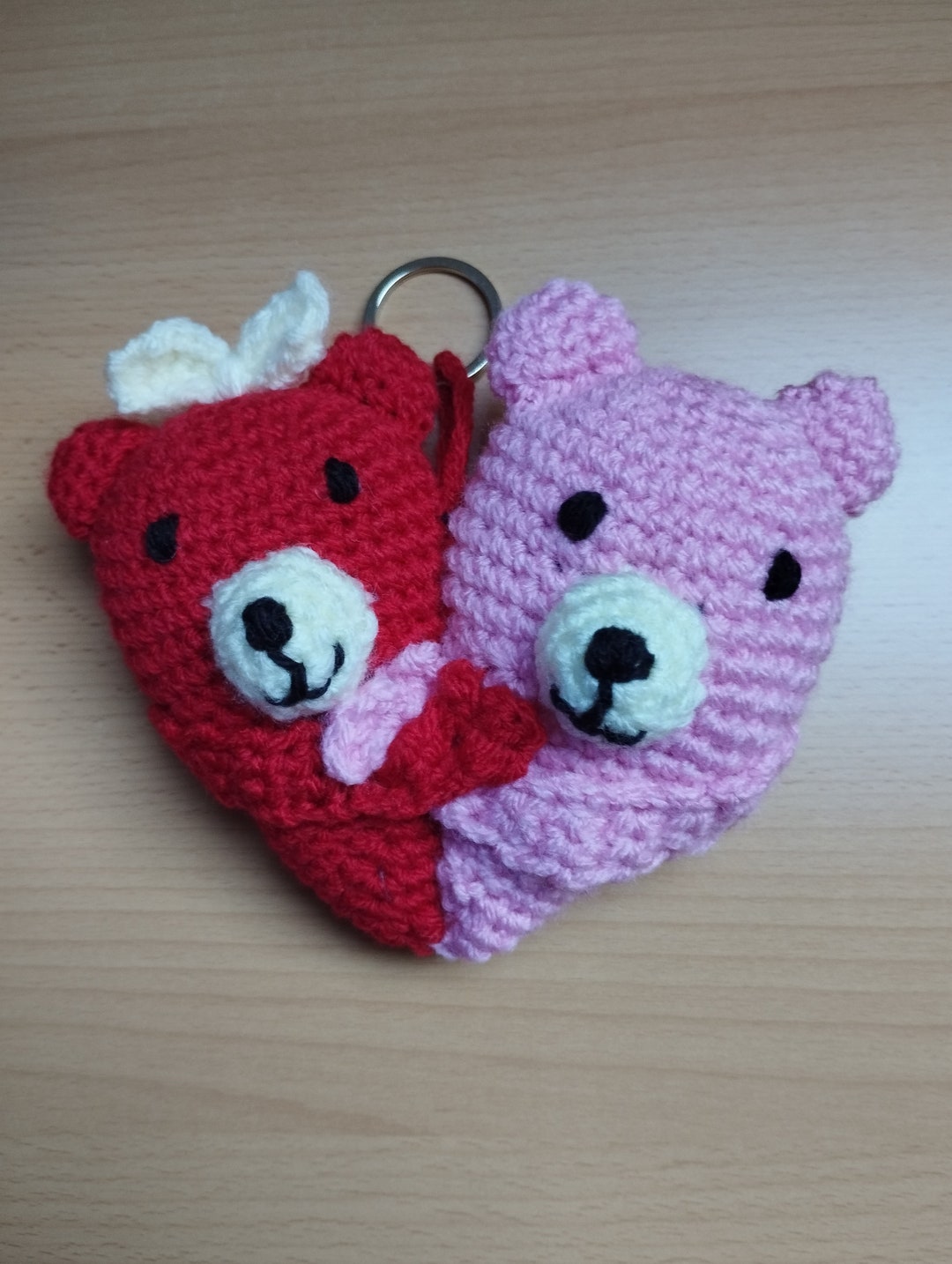 Double Teddy Bear Couple Heart Valentine's Day Pocket Watch Keychain ...