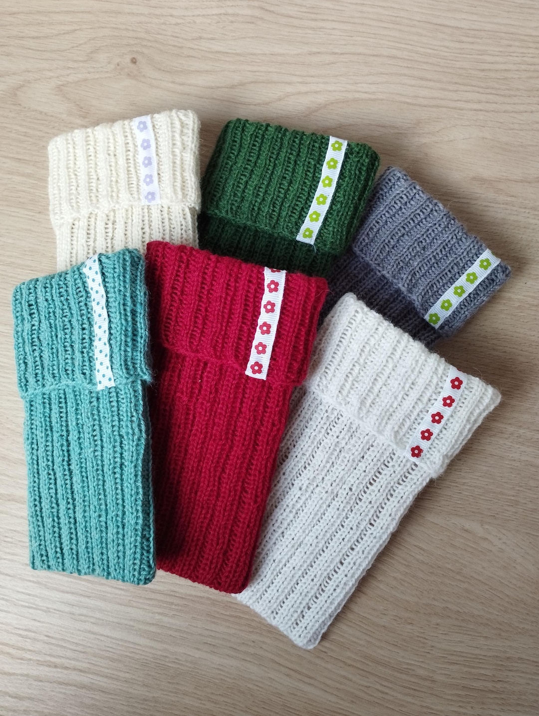 Mobile Phone Sock Smartphone Sock Stretchy Knitted Handmade Mint Fire ...