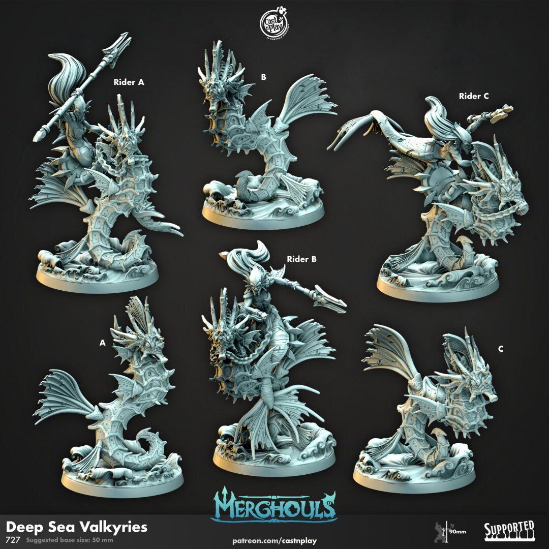 Deep Sea Valkyries Merghouls Cast N Play RPG Miniature Dnd - Etsy