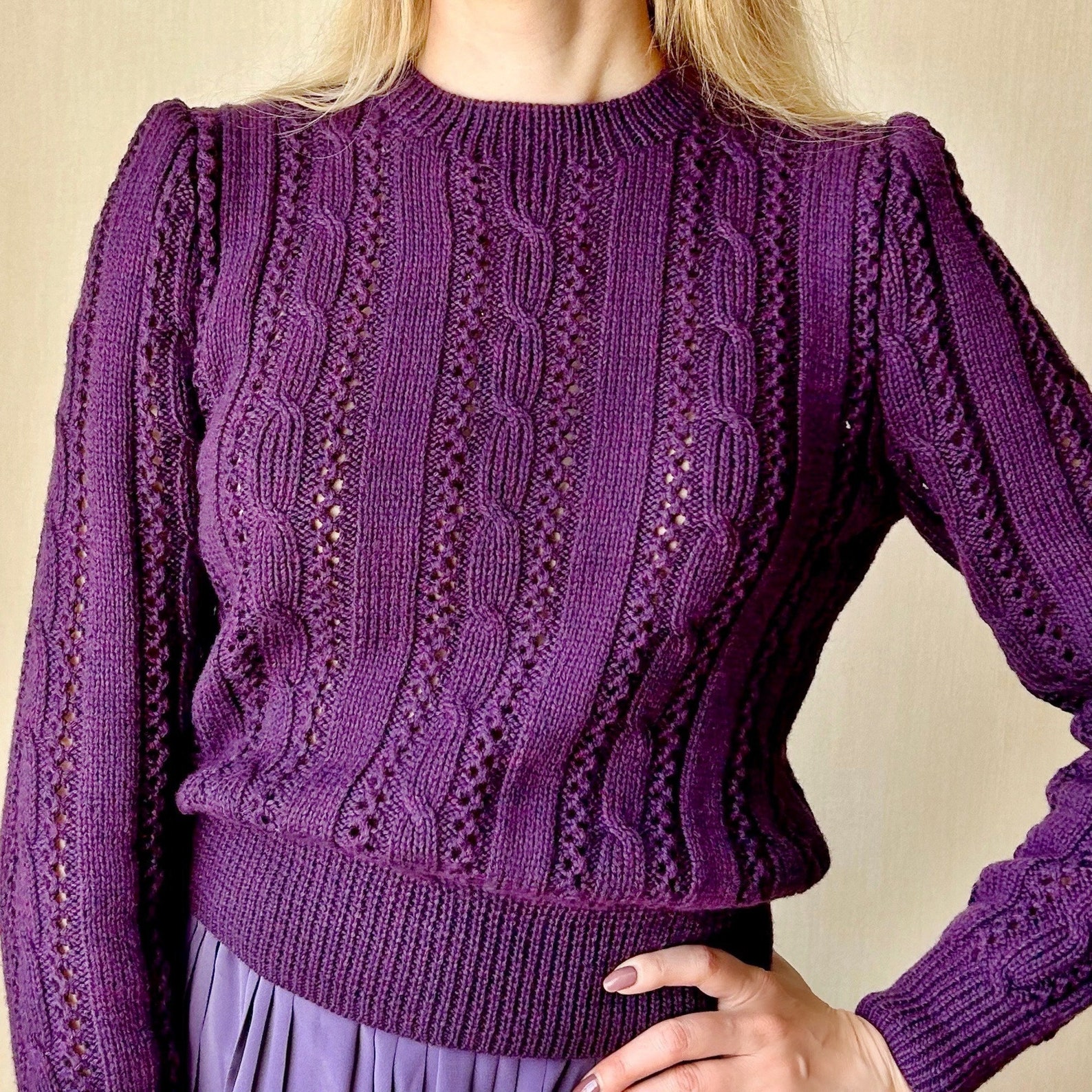 1940s Jumper, Knitted Jumper Pattern PDF, Cable Knit Jumper Pattern ...