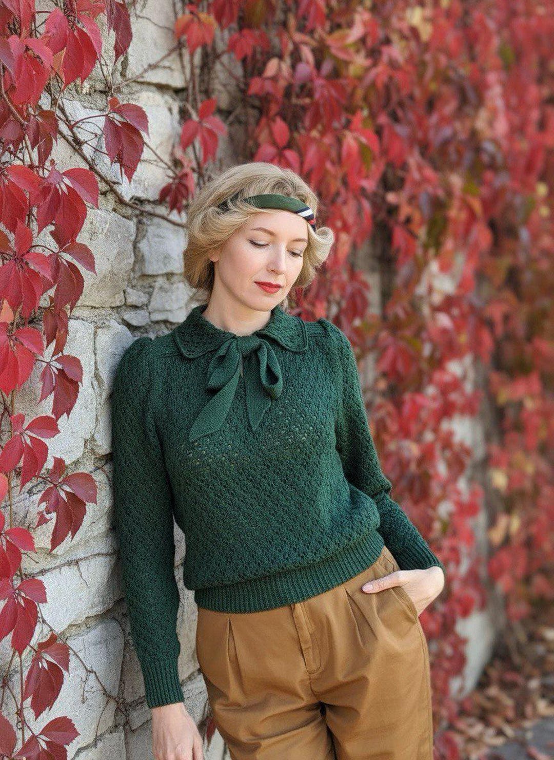 Knit Lace Sweater With Puffy Sleeves Pattern, Pdfknit Jumper Pattern ...