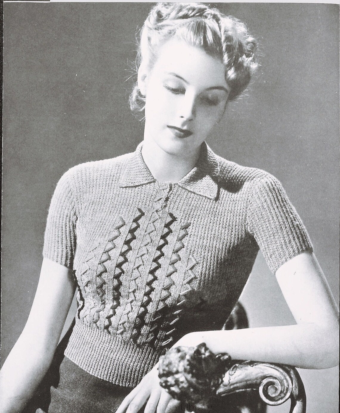 Knitting Patterns Short Sleeves Sweater, Vintage Jumper Downloadable ...