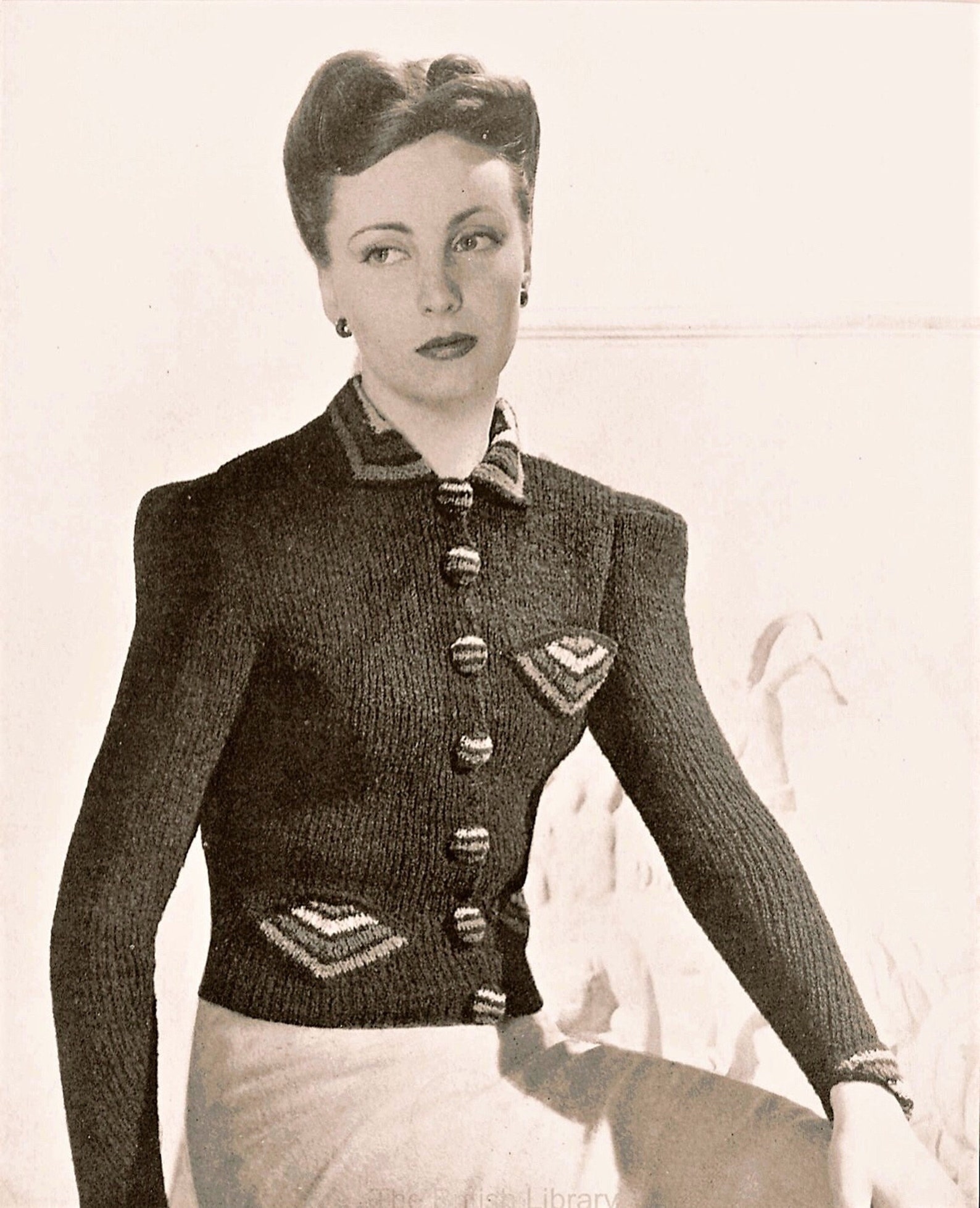 Knitting Patterns Cardigan, 1940s Knitting Pattern, Collared Cardigan ...