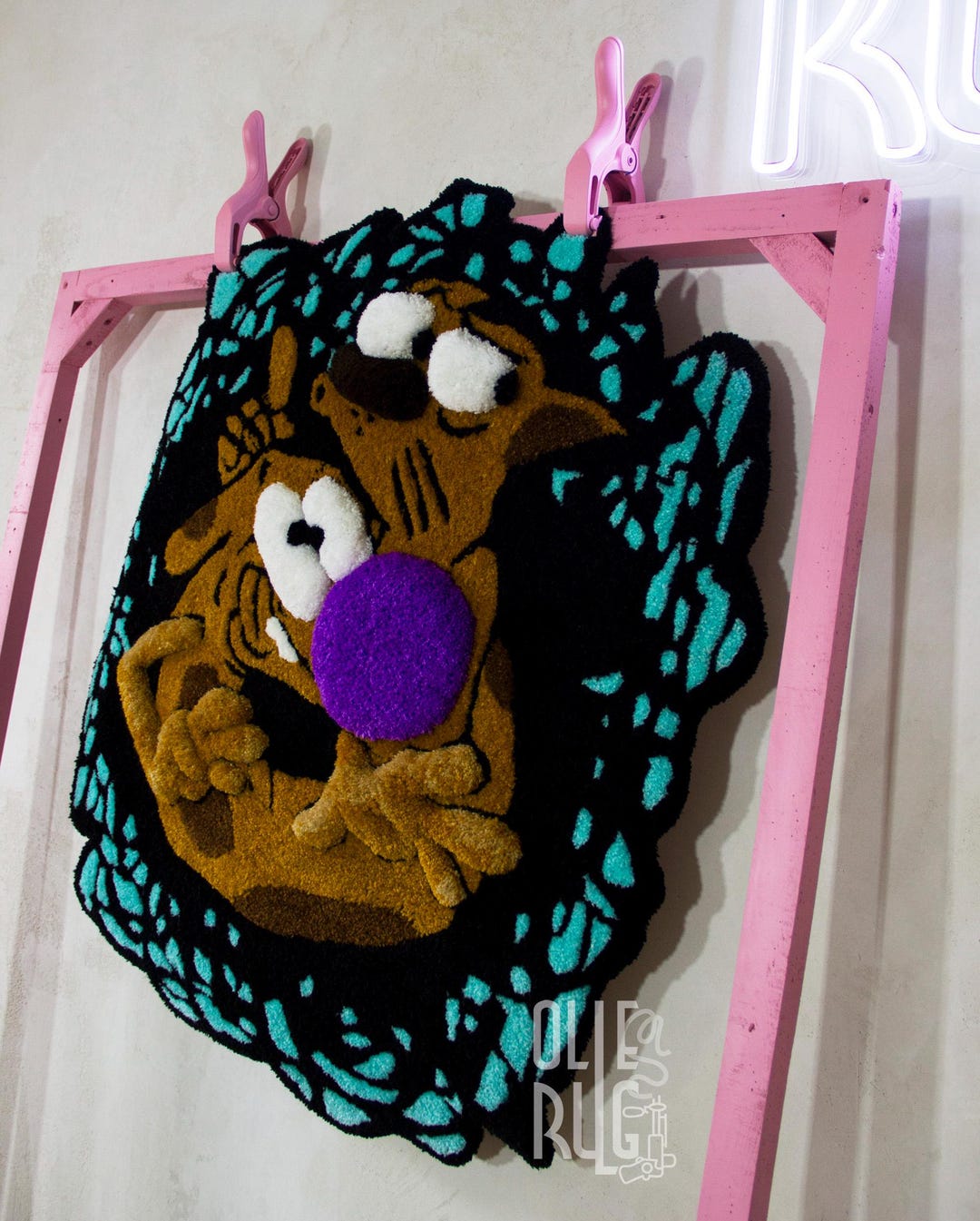 CATDOG Tufting Rug: Retro 90s Cartoon, Handmade Accent Rug - Etsy