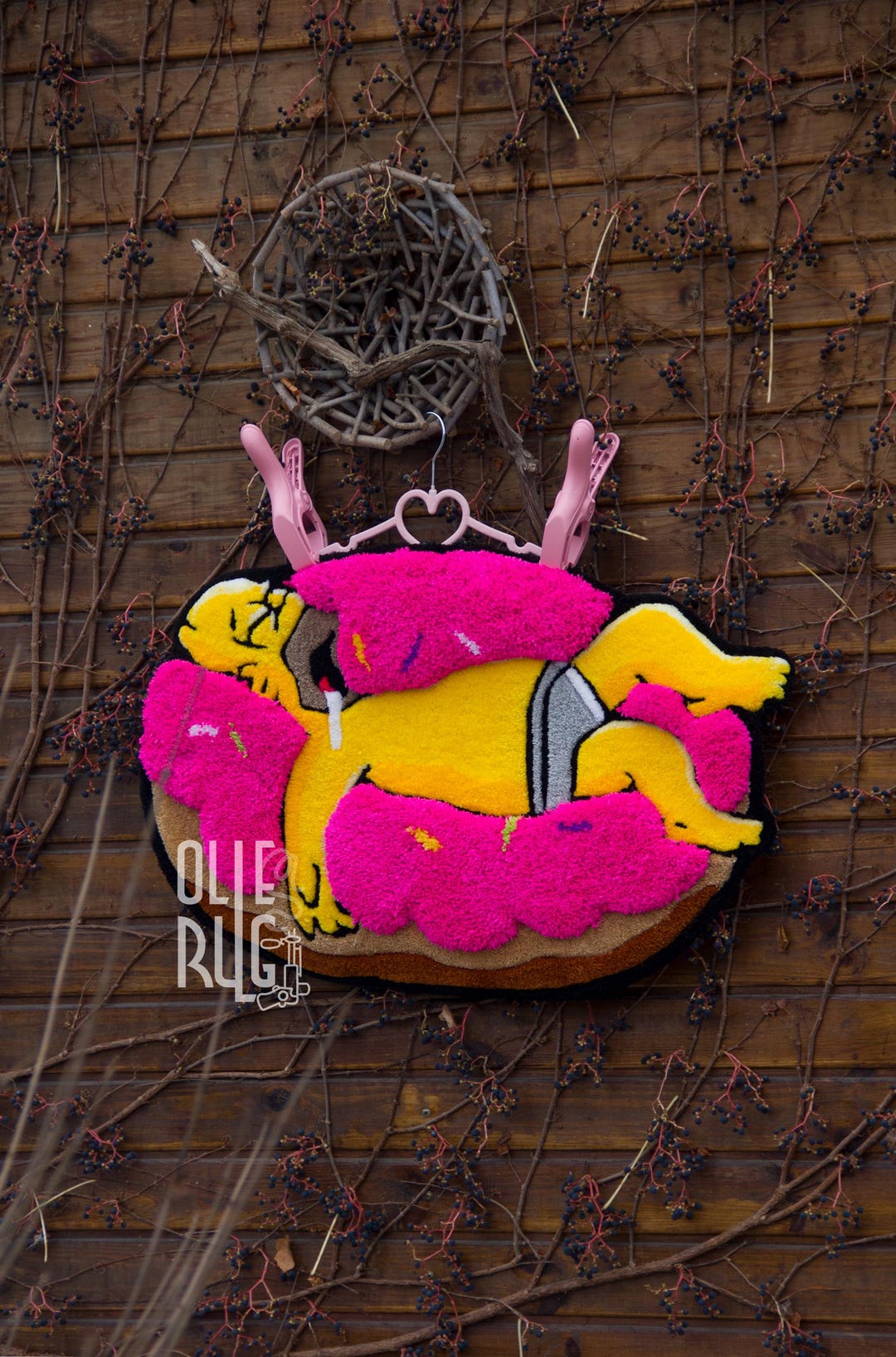 Sleeping Homer in Pink Donut - 3D Tufted Rug, Homer Inspired Cartoon ...