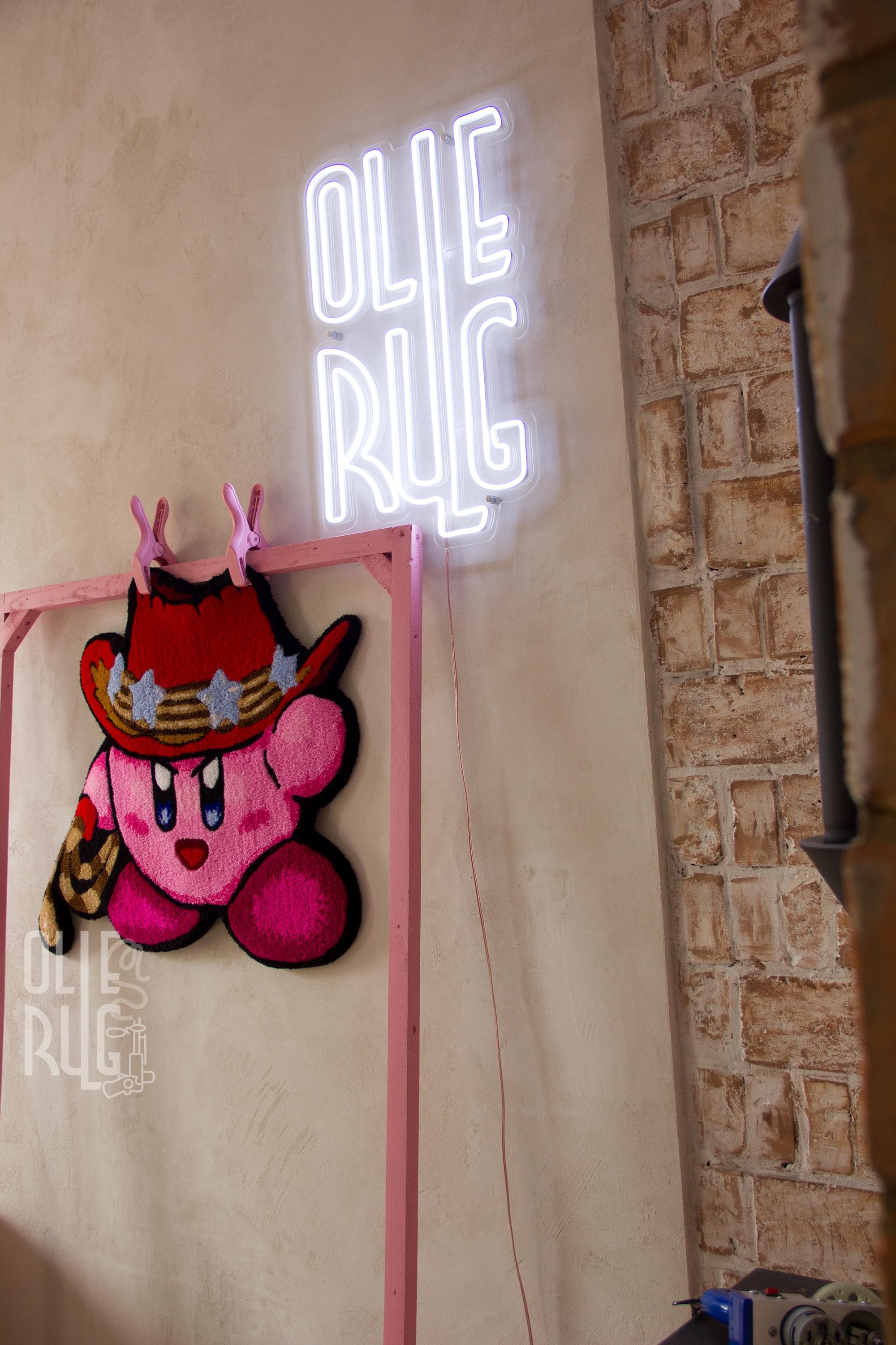 KIRBY With Cowboy Hat and Lasso - Tufting RUG, Custom Rugs, Handmade ...