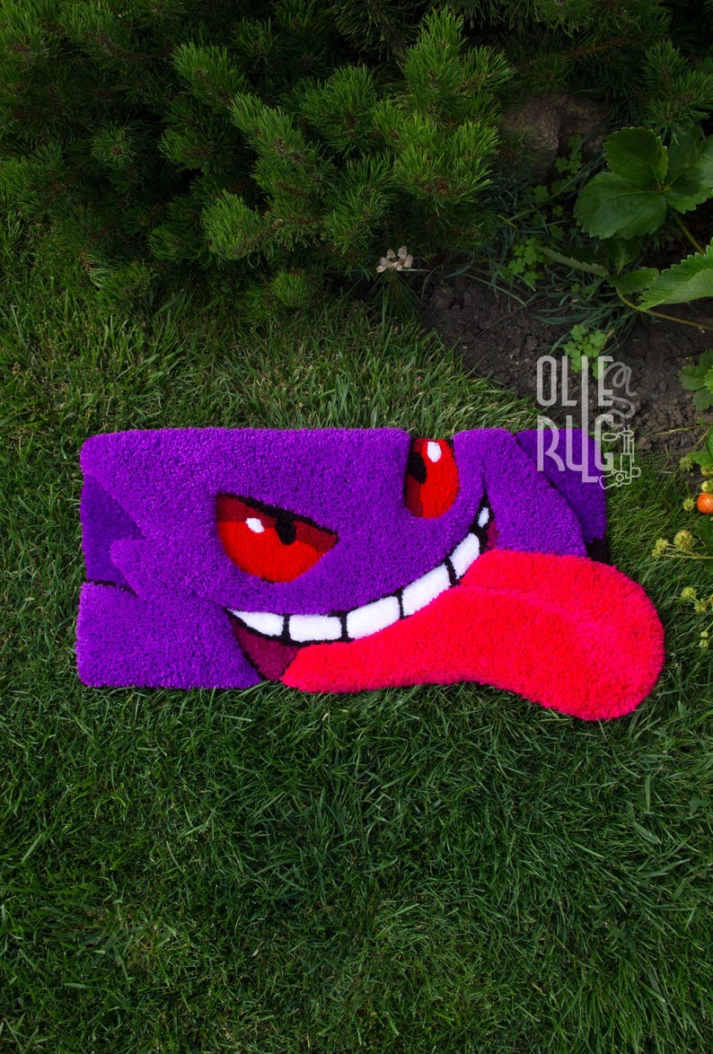 Gengar Tufting Rug – 3D Tufted Carpet – Handmade Ghost Type Decor ...