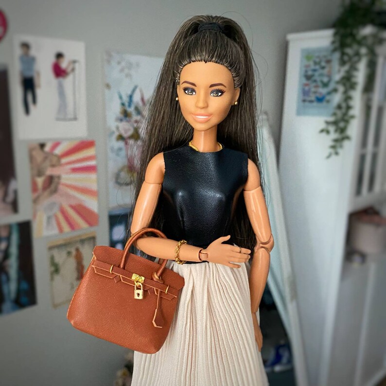 Purse in Birk Style fashion Rust Handbag for Doll - Etsy