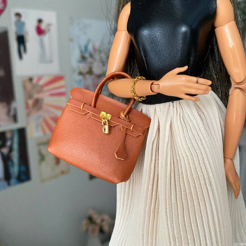 Purse in Birk Style fashion Rust Handbag for Doll - Etsy